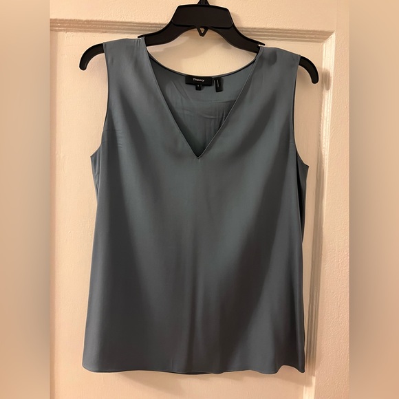 Theory | Tops | Silk Slate Blue Theory Top | Poshmark